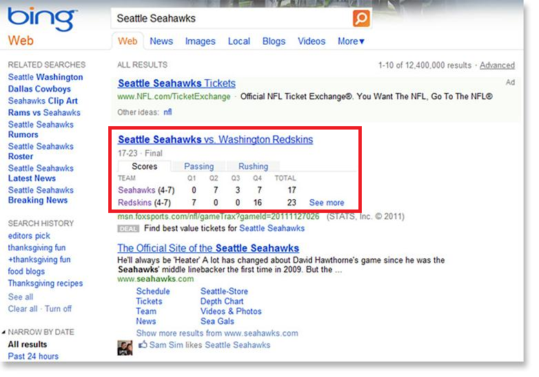 INFO: Bing “NFL Instant Answers” | Kurt Shintaku's Blog