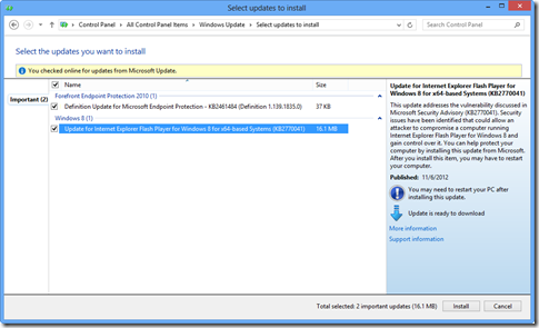 INFO: Flash Plug-in in Windows 8/RT… now managed by Windows Update ...