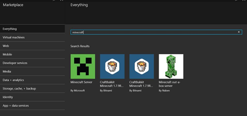 INFO: Minecraft Servers added to Azure Gallery/Marketplace | Kurt ...