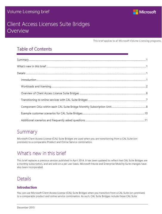 DOWNLOAD: Client Access Licenses Suite Bridges Overview (Dec 2015 ...